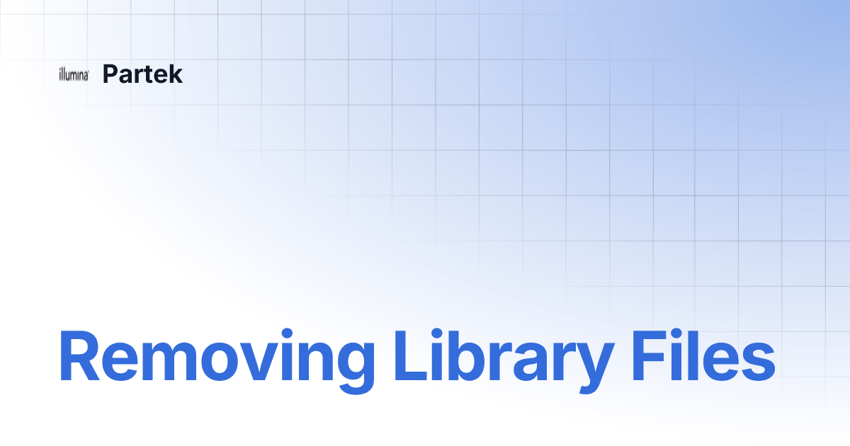 Removing Library Files | Partek