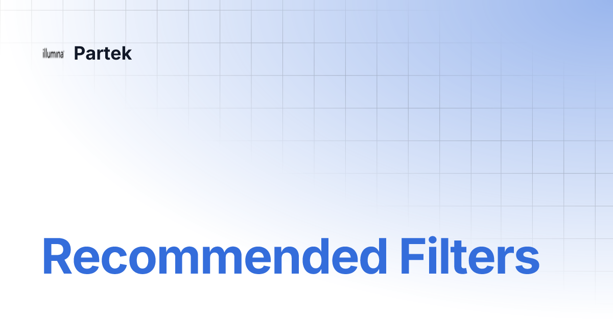 Recommended Filters | Partek