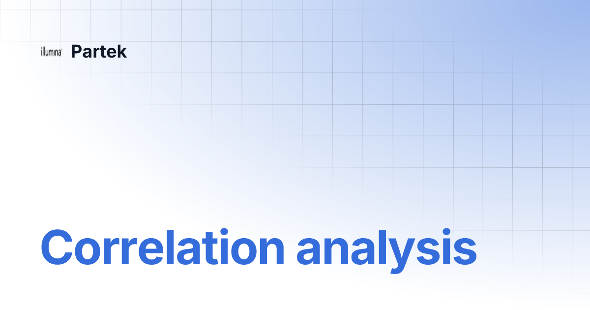 Correlation analysis | Partek