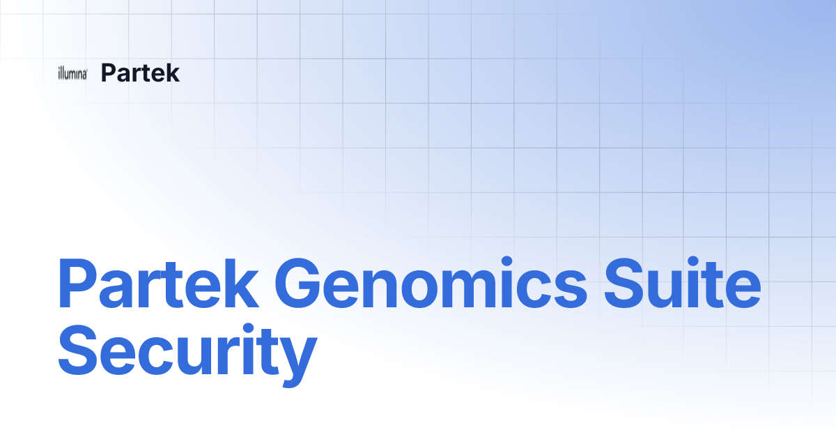 Partek Genomics Suite Security | Partek