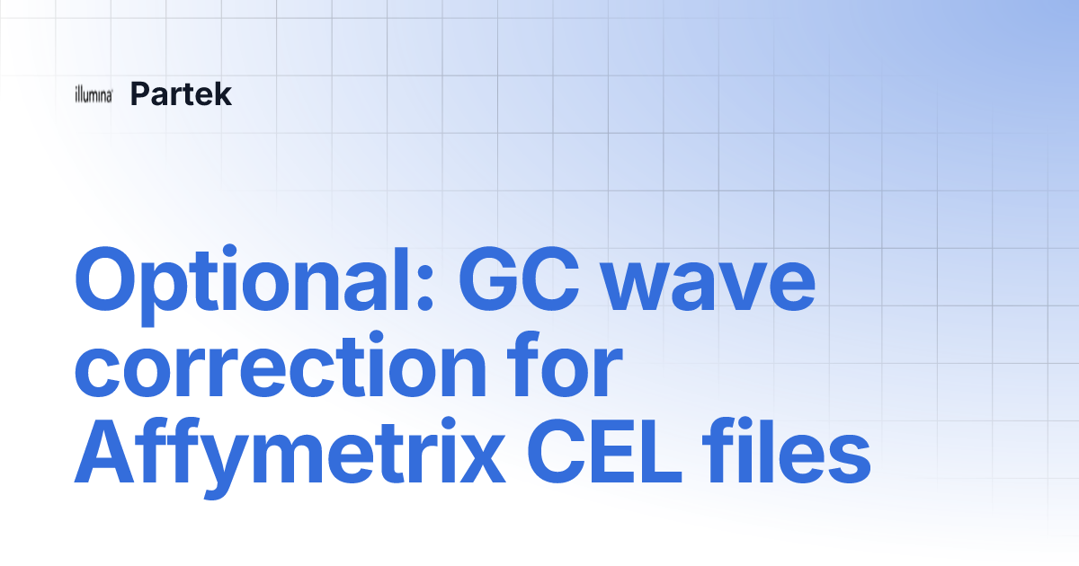 Optional: GC wave correction for Affymetrix CEL files | Partek
